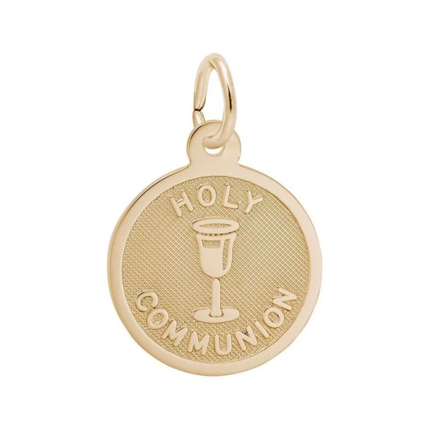 10k Yellow Gold Holy Communion Disc Flat Charm | REEDS Jewelers