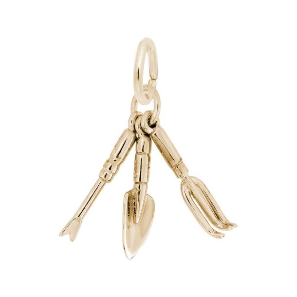 10k Yellow Gold Small Garden Tools 3 Piece 3D Charm | REEDS Jewelers