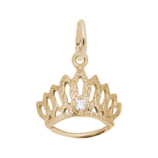 14k Yellow Gold Tiara with April Stone 3D Charm | REEDS Jewelers