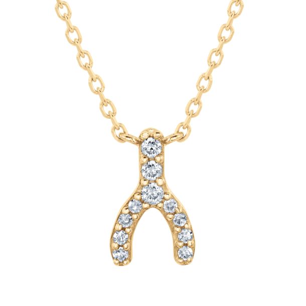 1/10ctw Diamond Wishbone Yellow Gold Necklace | REEDS Jewelers