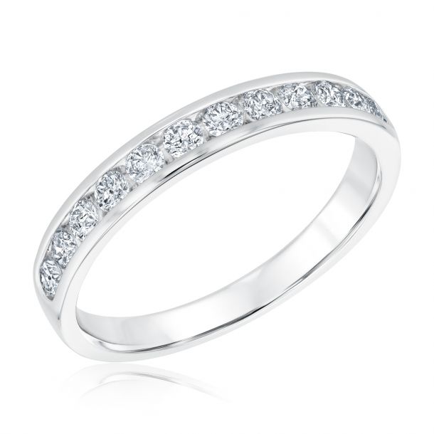 1/2ctw Round Diamond Channel Set White Gold Wedding Band | Embrace ...