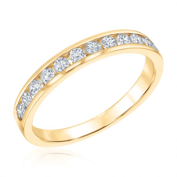 1/2ctw Round Diamond Channel Set Yellow Gold Wedding Band | Embrace ...