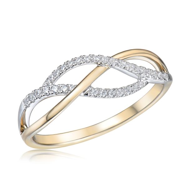 1/8ctw Diamond Multi-Row Swirl Two-Tone Ring - Size 7 | REEDS Jewelers