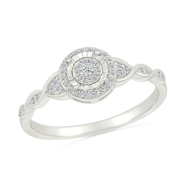 1/8ctw Round Diamond Twisting Sterling Silver Promise Ring - Size 7 ...