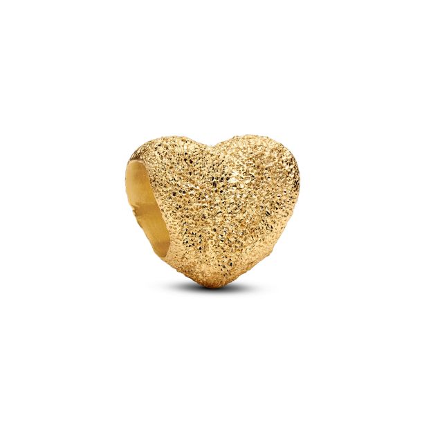 Pandora Textured Heart Gold-Plated Mini Charm | REEDS Jewelers
