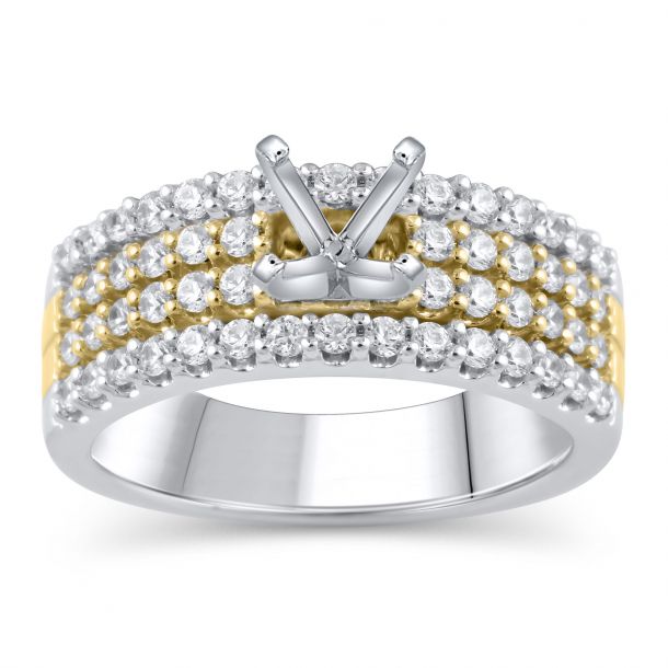 3/4ctw Diamond Multi-Row Two-Tone Engagement Ring Setting - Design ...