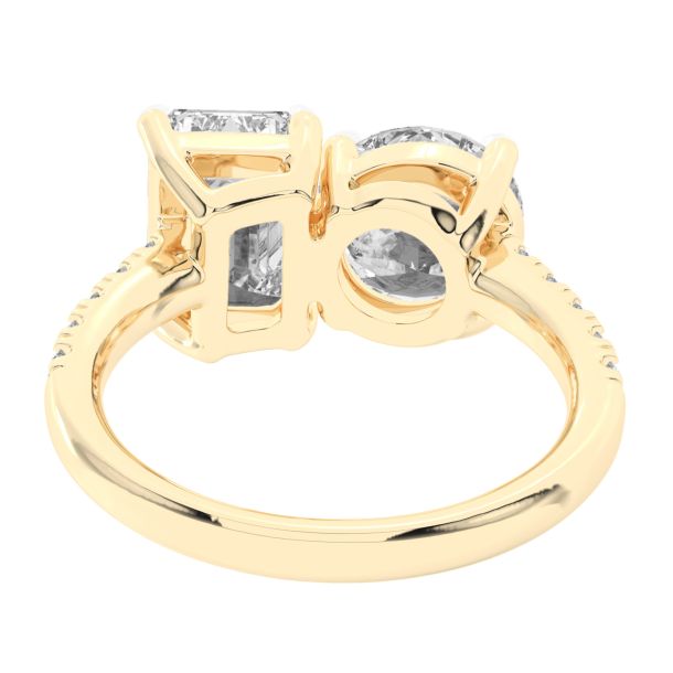 Reeds Women s 4 1 4ctw Round and Emerald Lab Grown Diamond Toi et Moi Yellow Gold Engagement Ring