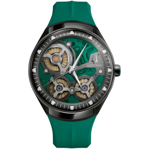 Accutron DNA Casino Limited Edition Green Rubber Strap Watch - 45.1mm ...