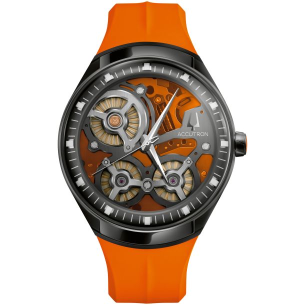 Accutron DNA Casino Limited Edition Orange Rubber Strap Watch - 45.1mm ...
