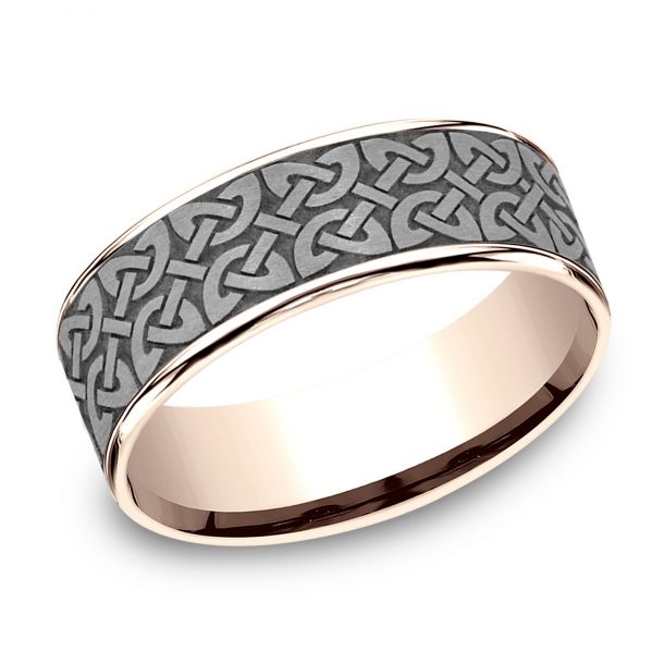 Benchmark Celtic Quaternary Knot Grey Tantalum and Rose Gold Comfort ...