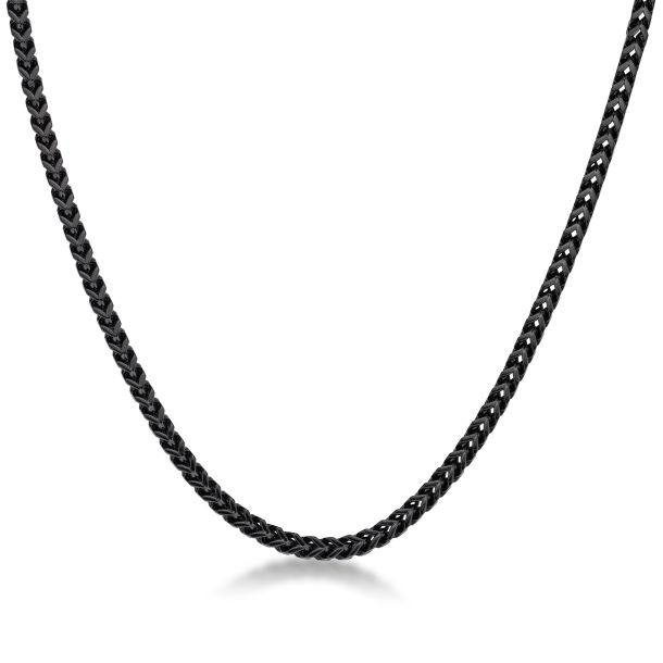 Black Ion Plated Stainless Steel 4mm Foxtail Chain Necklace