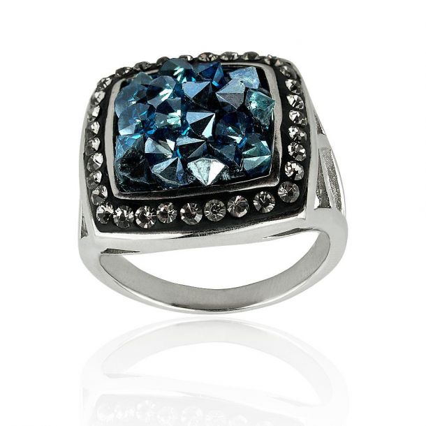 Blue Crystal Frame Ring - Size 7 | REEDS Jewelers