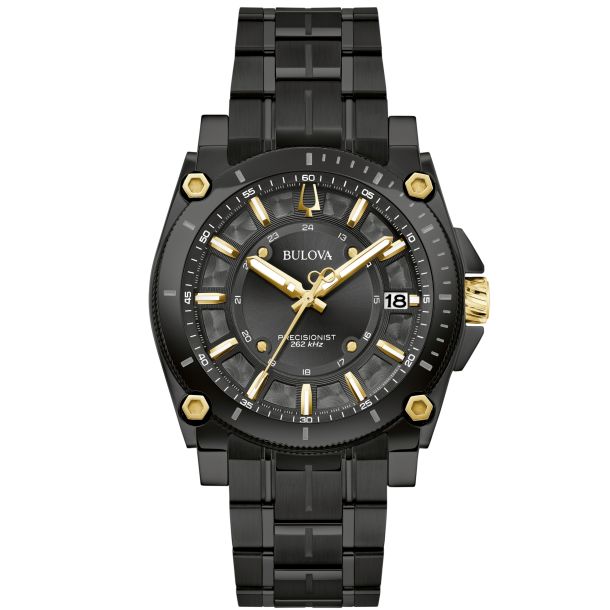 Bulova Icon Black Dial Black Ion-Plated Bracelet Watch 40mm - 98B408 ...
