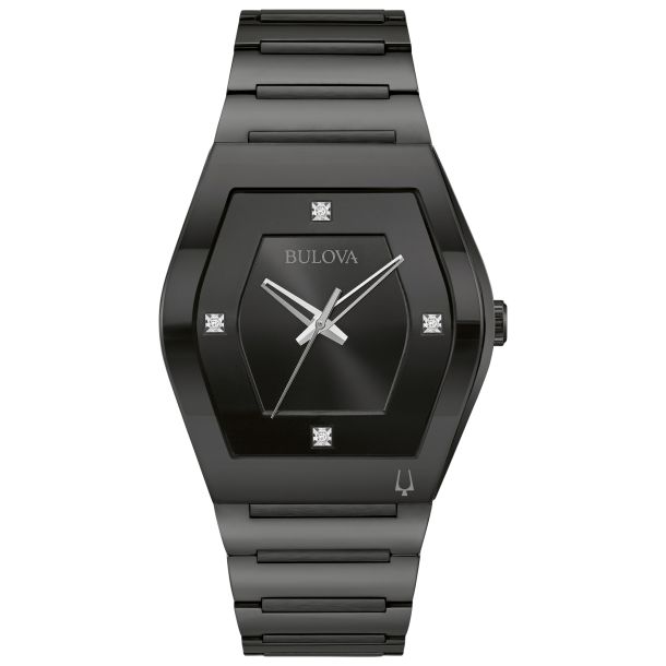 Bulova Modern Gemini Diamond Dial and Black Stainless Steel Bracelet ...