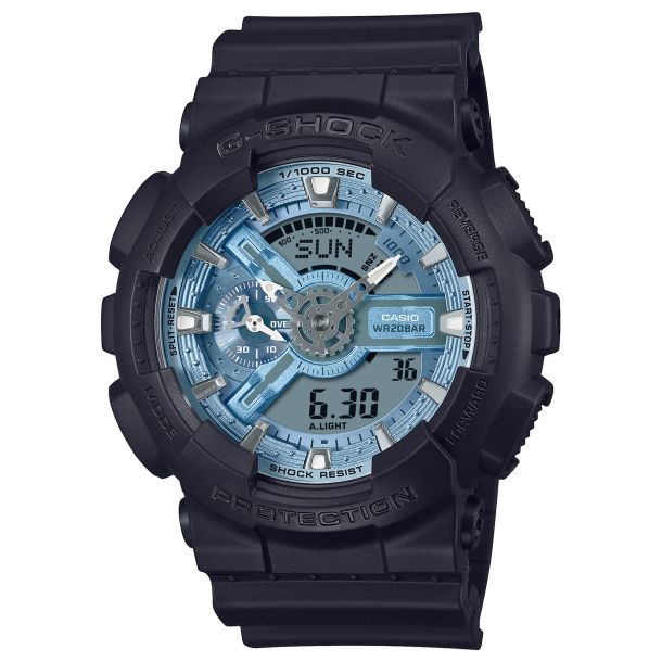 Casio G-Shock Analog-Digital Ice Blue Dial Black Resin Strap Watch 55mm ...