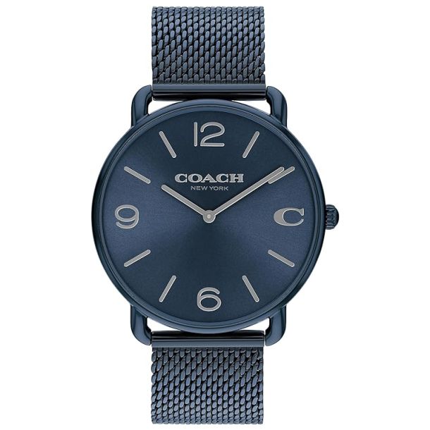 COACH Elliot Blue Dial Blue Ion-Plated Mesh Stainless Steel Bracelet ...