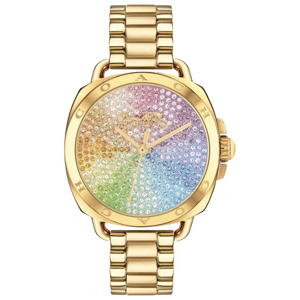 COACH Tatum Multi Color Crystal Accent Yellow Gold-Tone Stainless Steel ...
