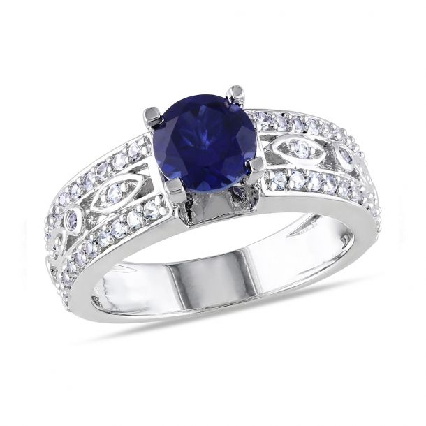 Created Round Blue Sapphire Ring | REEDS Jewelers