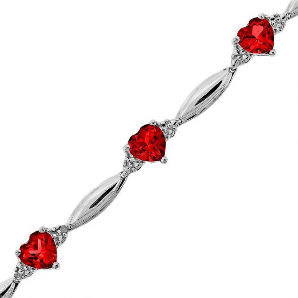 Created Ruby Heart and Diamond Bracelet | REEDS Jewelers