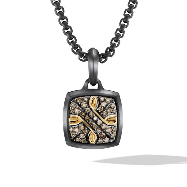 David Yurman Armory Amulet in Black Titanium with 18K Yellow Gold and ...