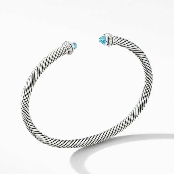 David Yurman Cable Classic Collection Bracelet with Blue Topaz and ...