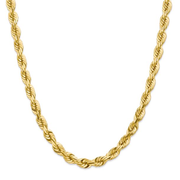 Diamond-Cut Rope 10k Yellow Gold Chain Necklace 7mm | REEDS Jewelers