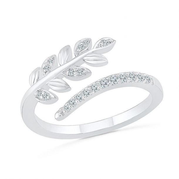 Diamond Leaf Deconstructed Ring 1/8ctw | REEDS Jewelers