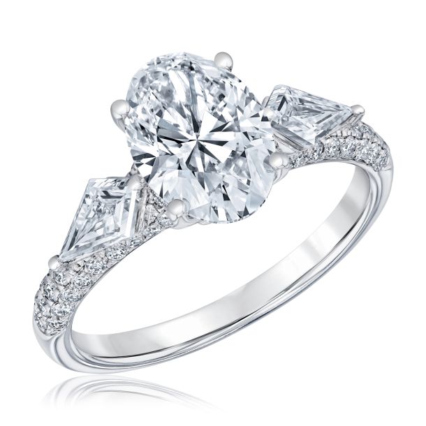 Downton Abbey 3ctw Oval Lab Grown Diamond White Gold Engagement Ring ...