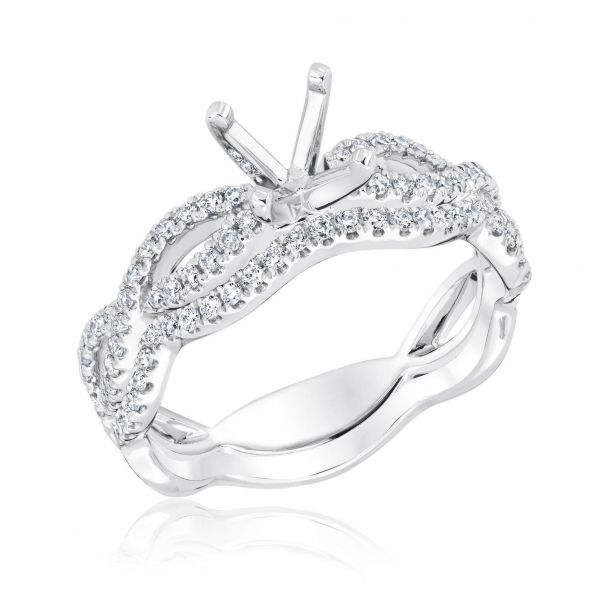 3/8ctw Round Diamond Infinity Twist White Gold Engagement Ring Setting ...