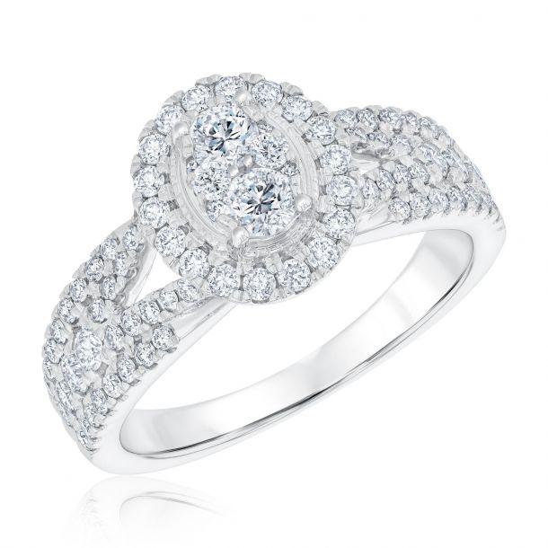 1ctw Oval Diamond Composite White Gold Engagement Ring | Harmony ...