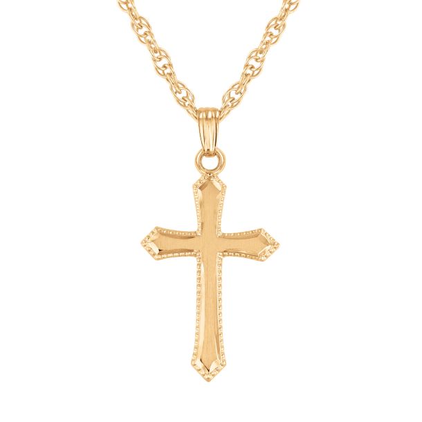 Gold-Filled Beaded Edge Cross Pendant Necklace | REEDS Jewelers