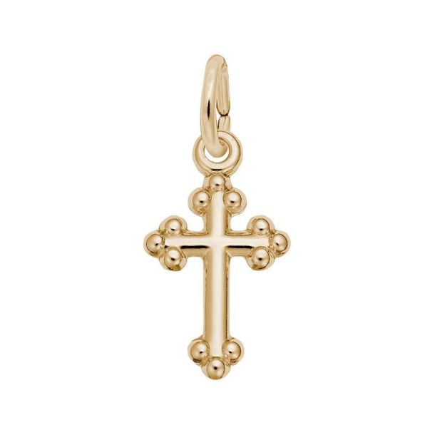 Gold-Plated Bottony Cross Accent Flat Charm | REEDS Jewelers