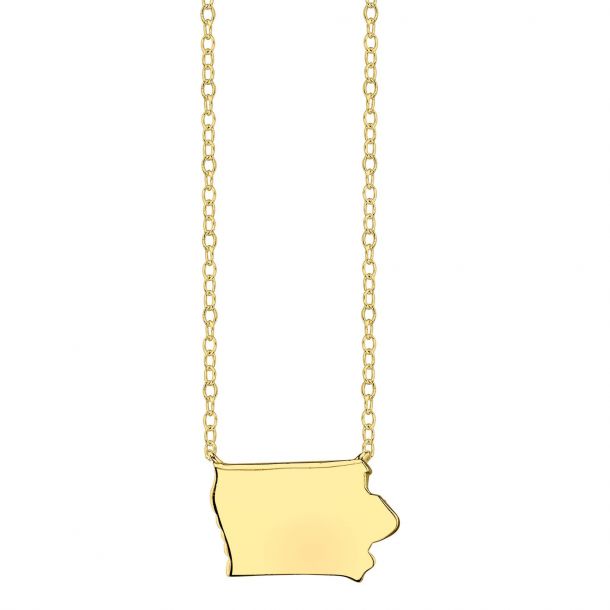 Gold Plated Iowa State Necklace | REEDS Jewelers