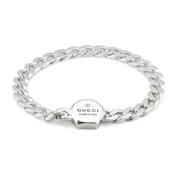 Gucci Trademark Wide Sterling Silver Link Bracelet | REEDS Jewelers