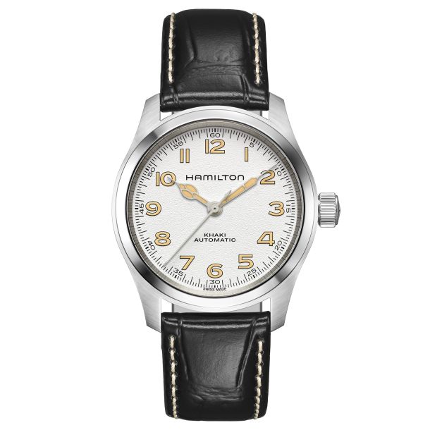 Hamilton Khaki Field Murph Automatic White Dial Black Leather Strap ...