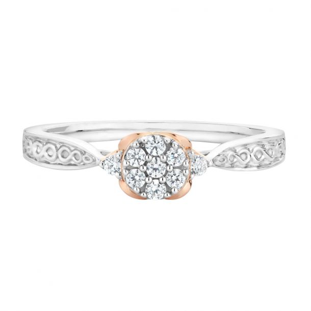Infinite Love Diamond Cluster Two-Tone Promise Ring 1/6ctw | REEDS Jewelers