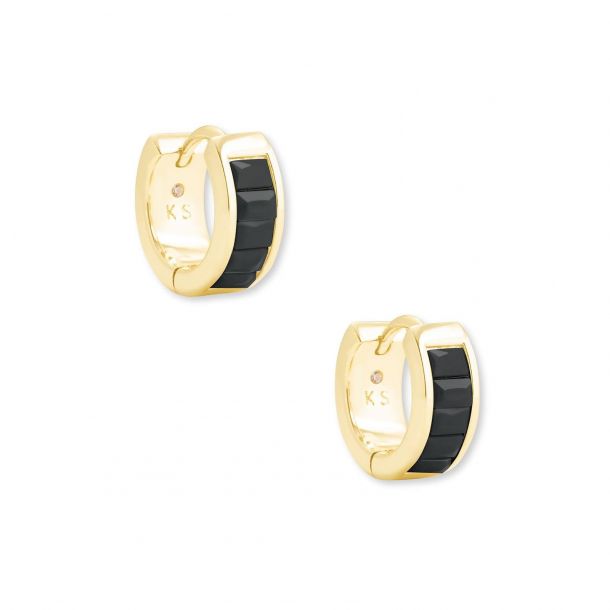 Kendra Scott Jack Huggie Earrings in Black Spinel Gold Plated
