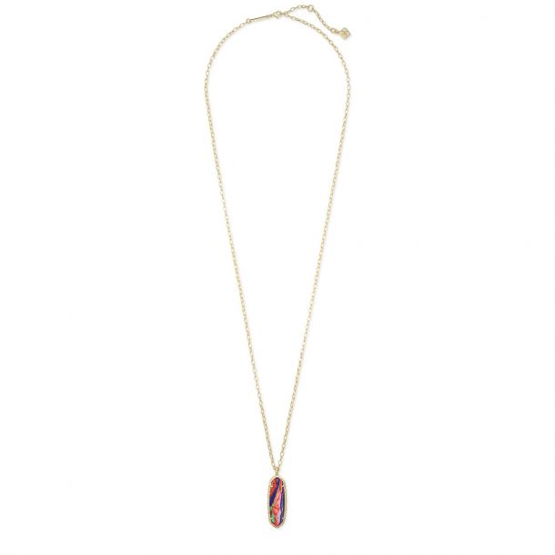 Kendra Scott Layla Long Pendant Necklace in Pink Rainbow Calsilica