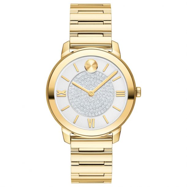 Ladies' Movado BOLD Luxe Crystal Accent and Gold Ion-Plated Bracelet ...