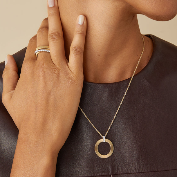 Marco Bicego Yellow Gold and 1 10ctw Diamond Single Circle Short Necklace Masai Collection