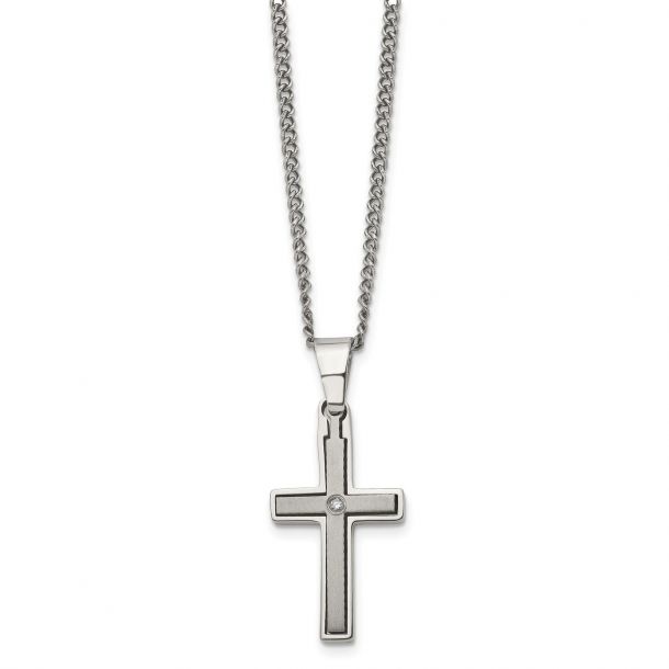 Men's titanium cross pendant necklace store