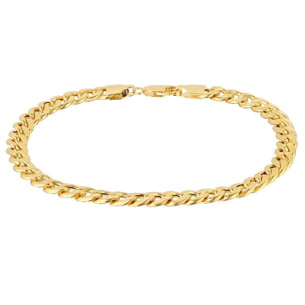 Men s Yellow Gold Semi Solid Miami Cuban Chain Bracelet 5.5mm 8.5 Inches