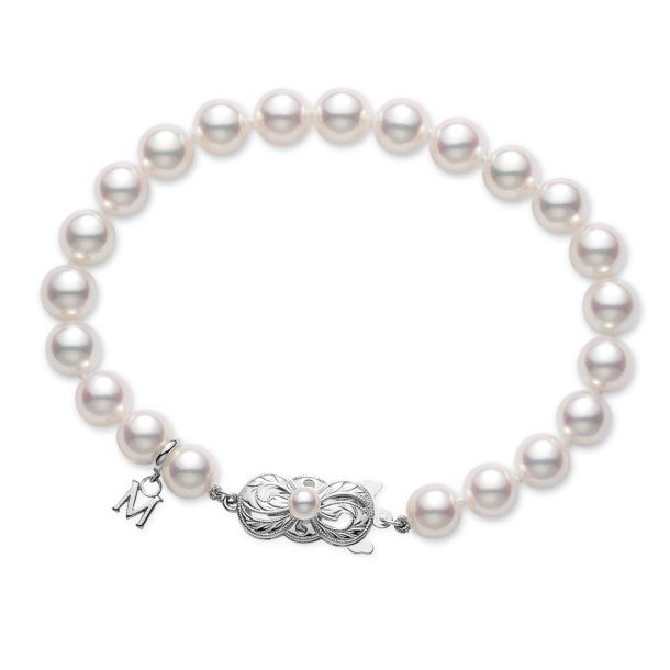 MIKIMOTO 6.5x6mm Akoya Cultured Pearl White Gold Clasp Strand Bracelet | REEDS Jewelers