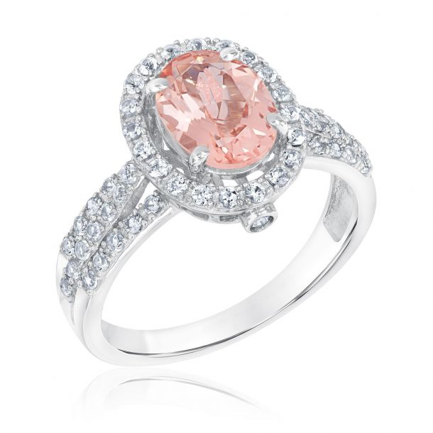 Morganite and white sapphire ring store