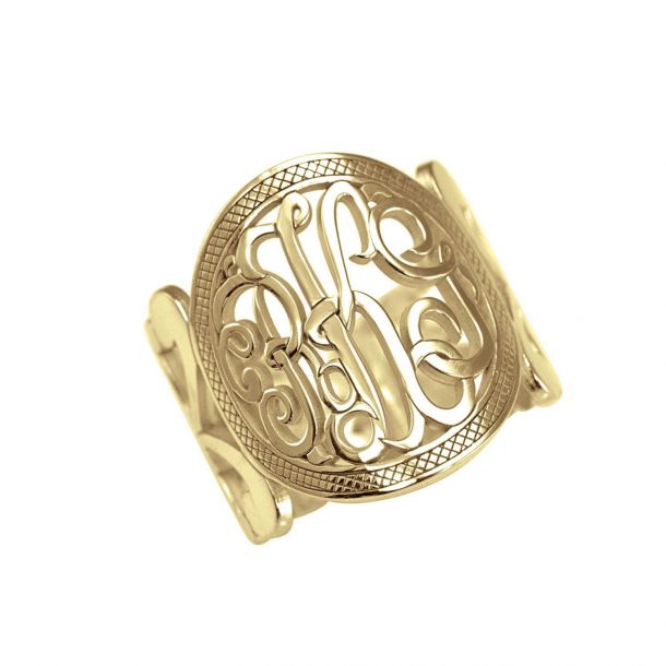 Alison and Ivy Nautical Script Monogram Ring 18mm | REEDS Jewelers