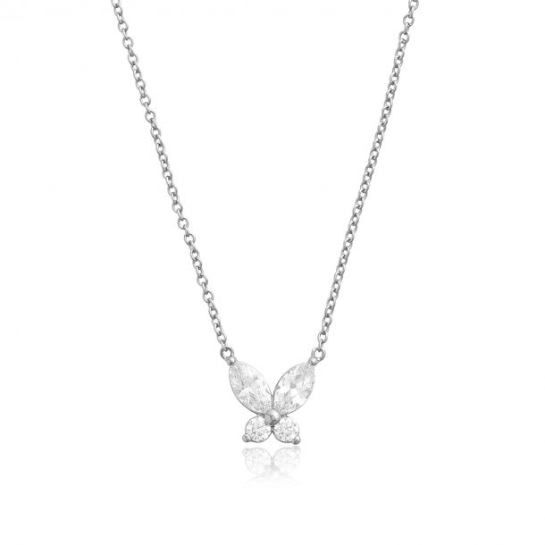 Olivia Burton Sparkle Butterfly Marquise Silver Tone Necklace REEDS Jewelers