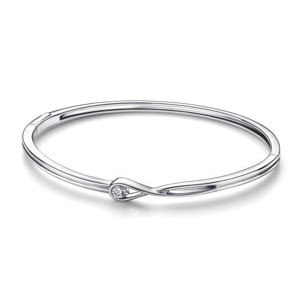 Pandora Brilliance 0.15ct Lab-Grown Diamond Sterling Silver Bangle ...