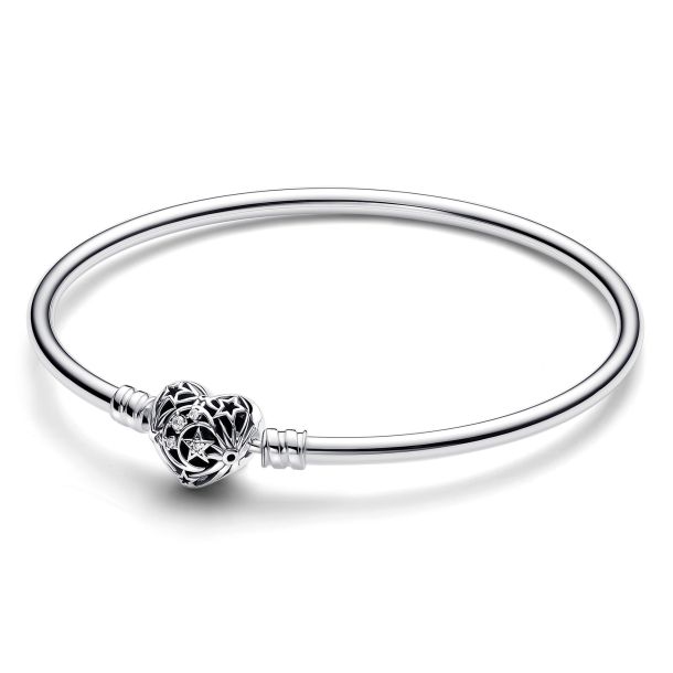Pandora Celestial Heart Clasp Bangle Bracelet | REEDS Jewelers