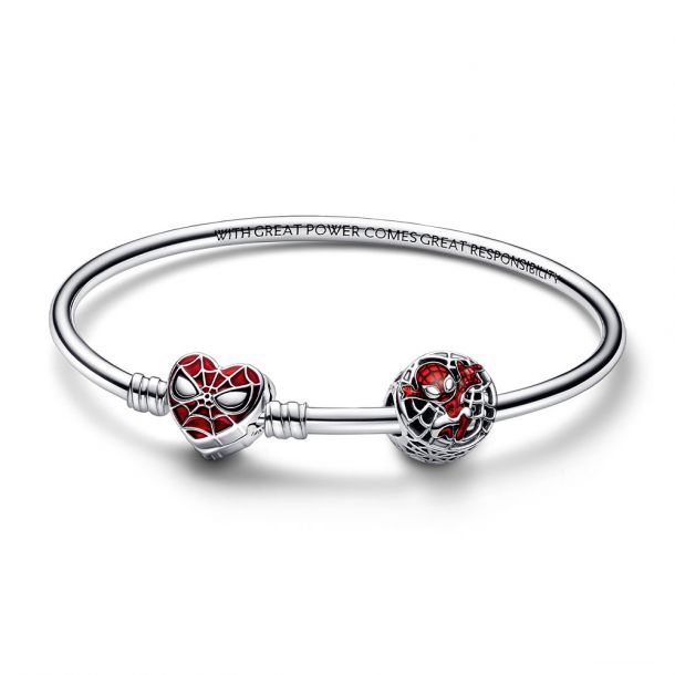 Pandora Marvel Spider Man Charm and Bangle Set | 7.5 Inches | REEDS ...