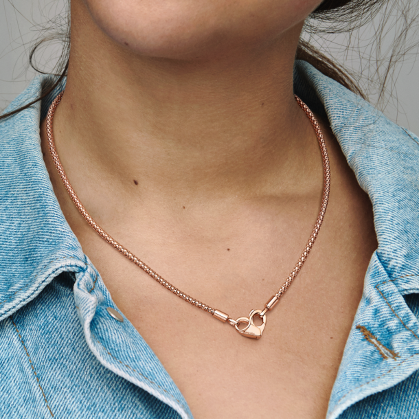 Pandora Moments Studded Chain Necklace Rose Gold Plated